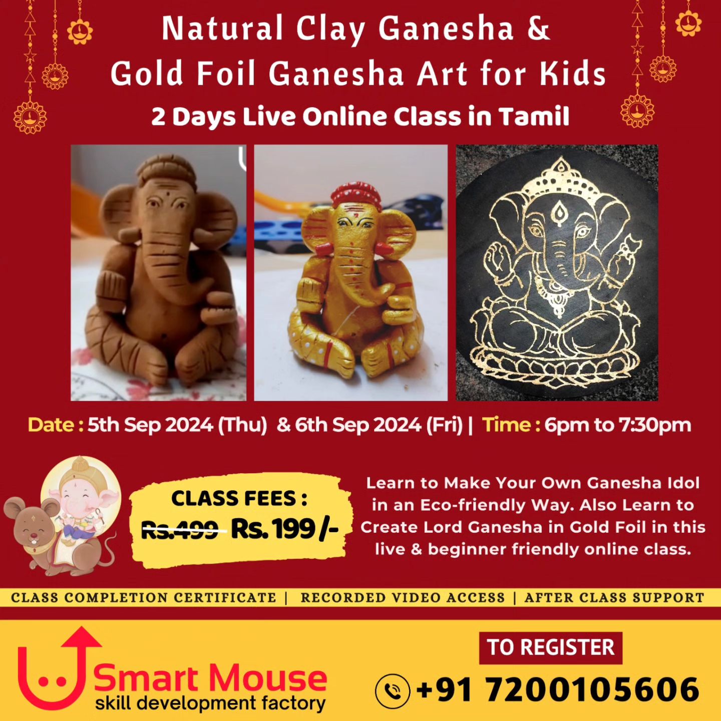 Natural Clay Ganesha & Gold Foil Ganesha Art Online Class | Natural ...